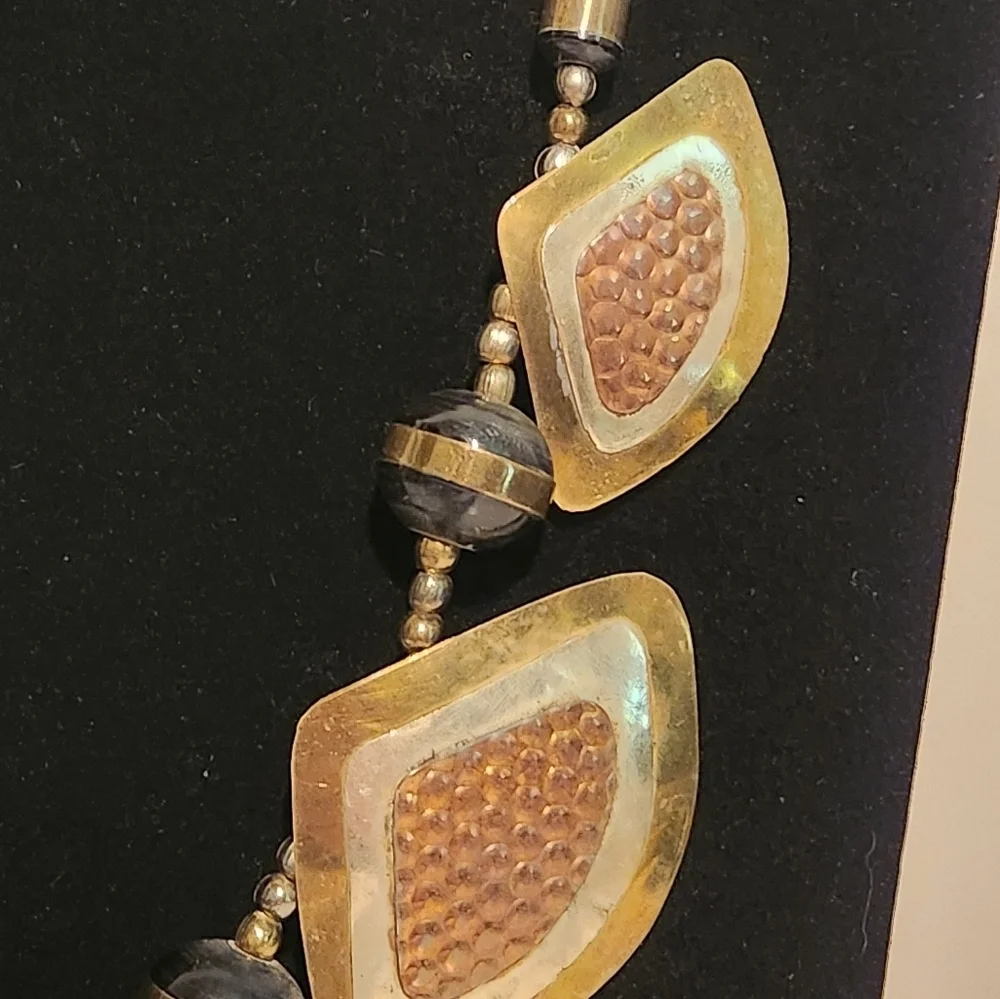 Vintage | Jewelry | Vintage Brass Copper And Black Bead Tribal Style ...